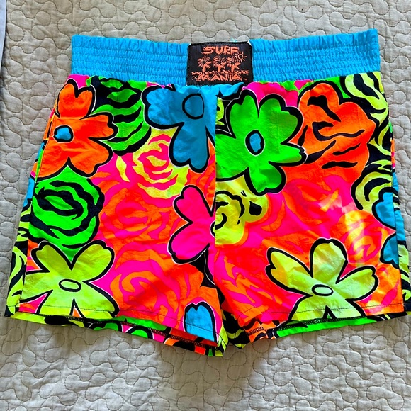 Surf Mania | Swim | Surf Mania Vintage 9s 80s Neon Trunks | Poshmark